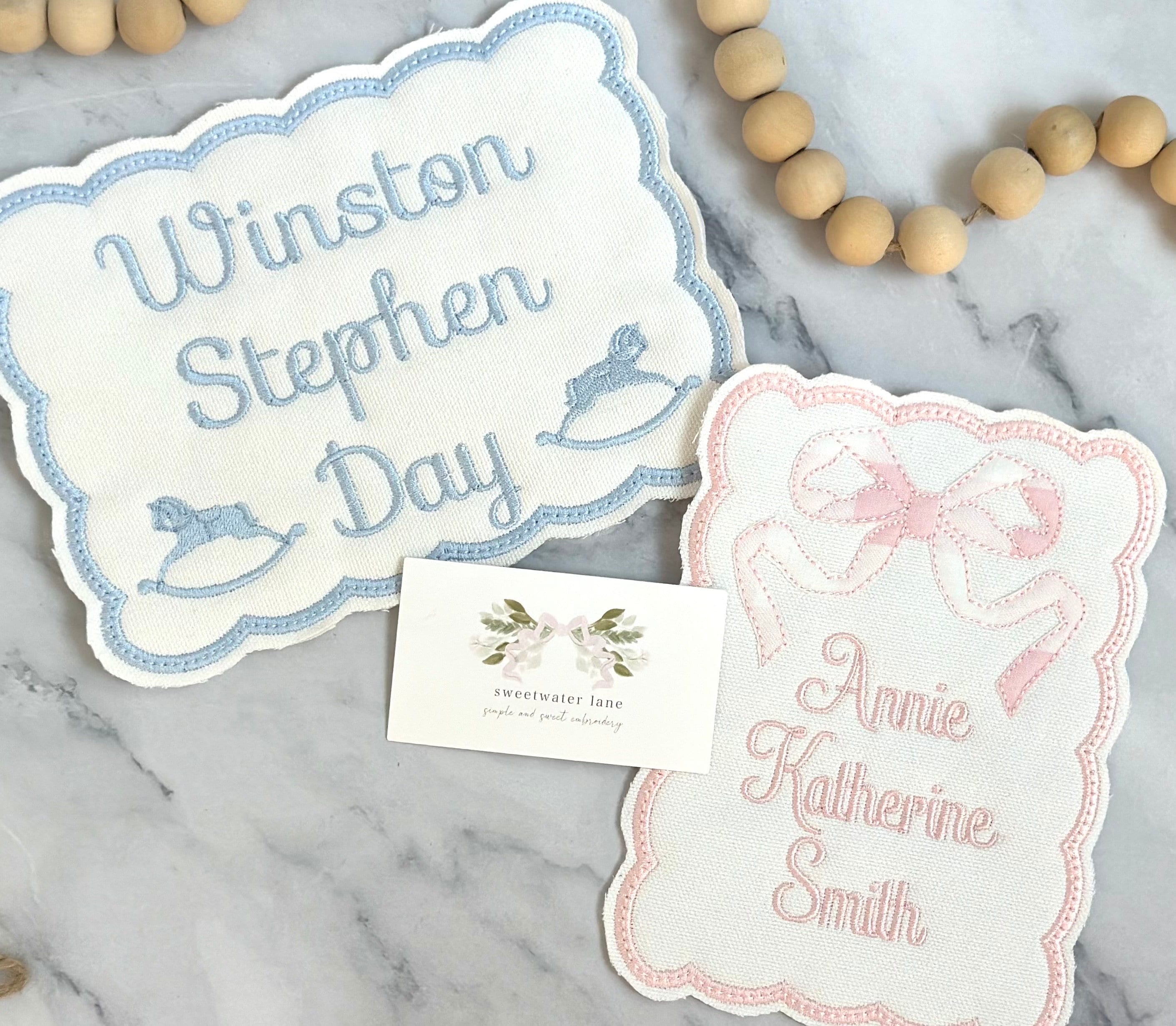 Embroidered Custom Baby Hospital Bassinet Name Announcement Tag Banner ...