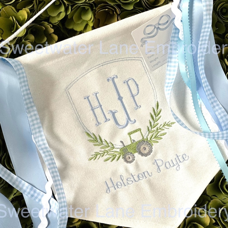 Baby Name Banner Tractor - Etsy