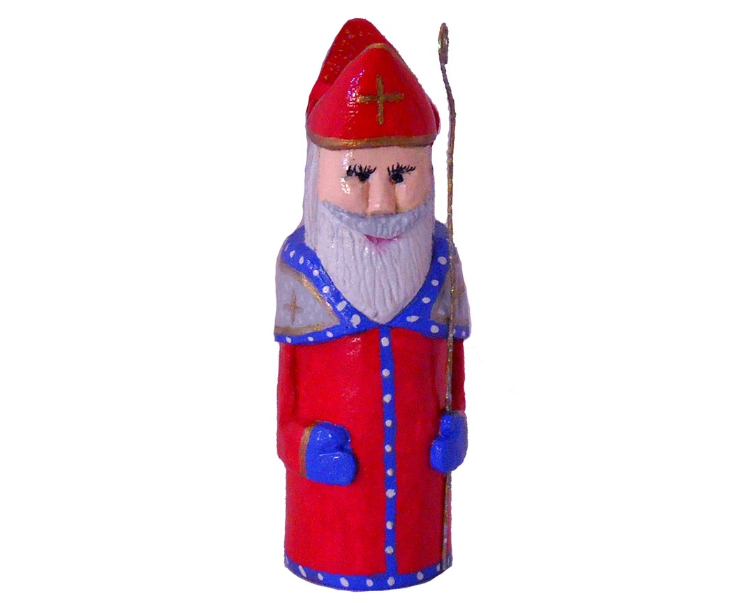 Hand Carved St. Nicholas Ornament, Christmas Decoration - Etsy