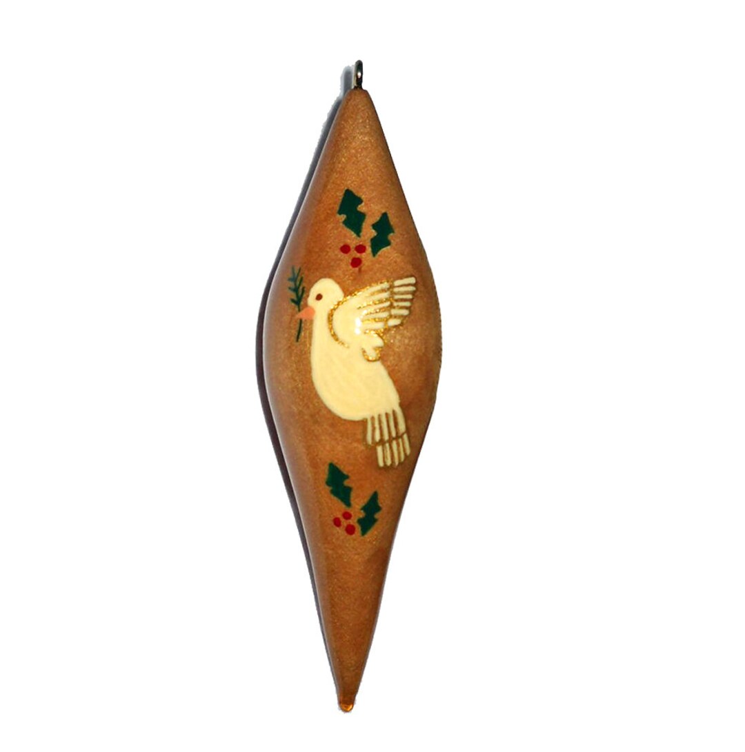 Dove Christmas Ornament, Tear Drop Shaped Wood Turning - Etsy