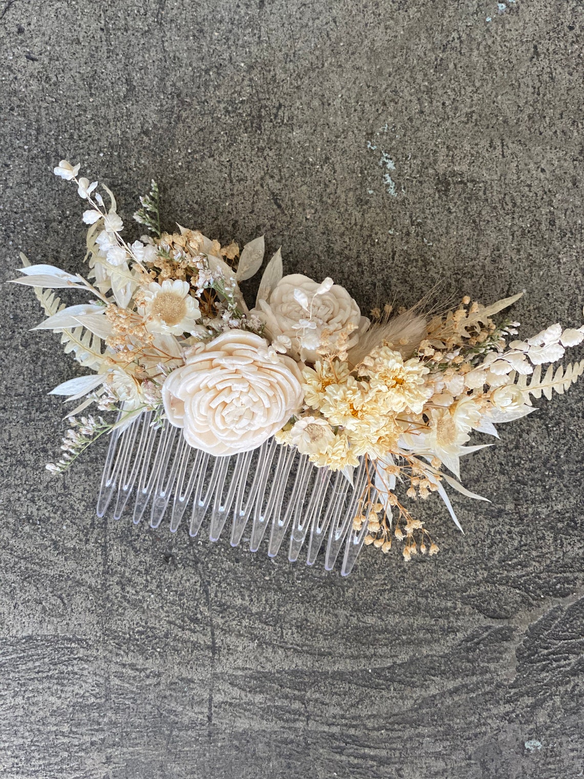 Dried Flower Hair Comb /flower Preserved Hair Comb / Cream | Etsy