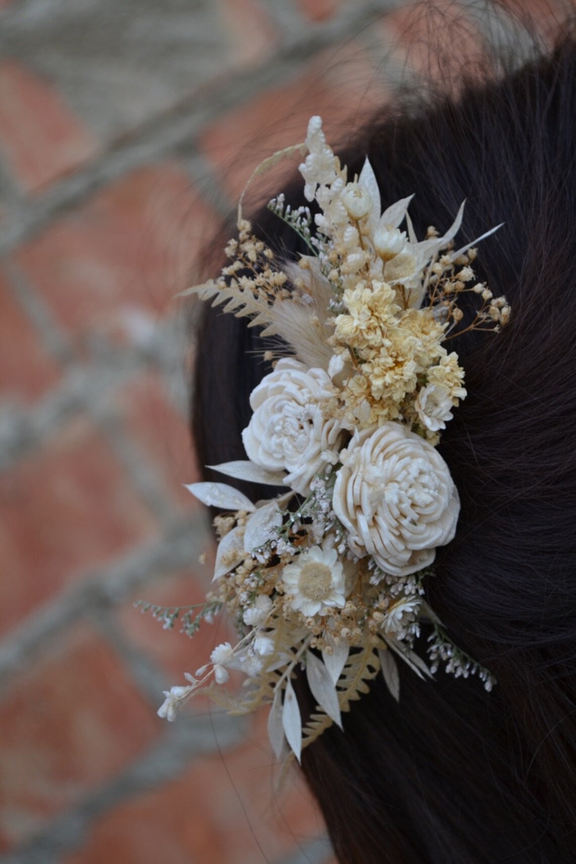 Dried Flower Hair Comb /flower Preserved Hair Comb / Cream | Etsy