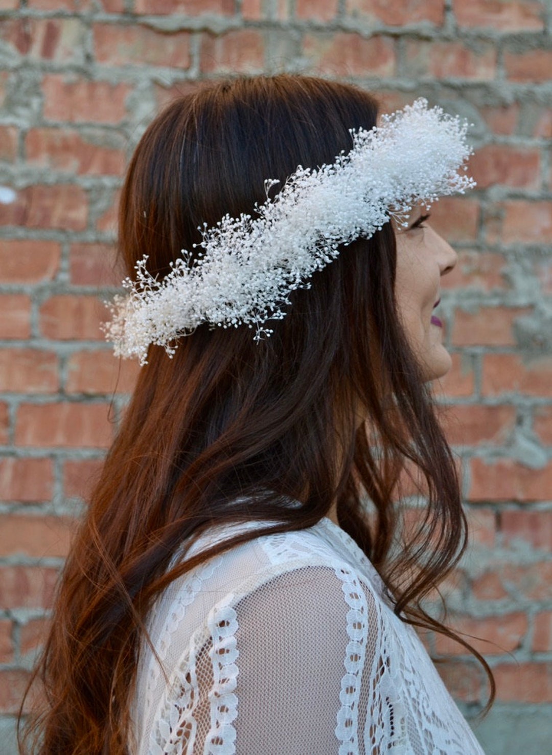 Babys Breath Flower Crowns/ Natural / Preserved Dried Flowers /white ...