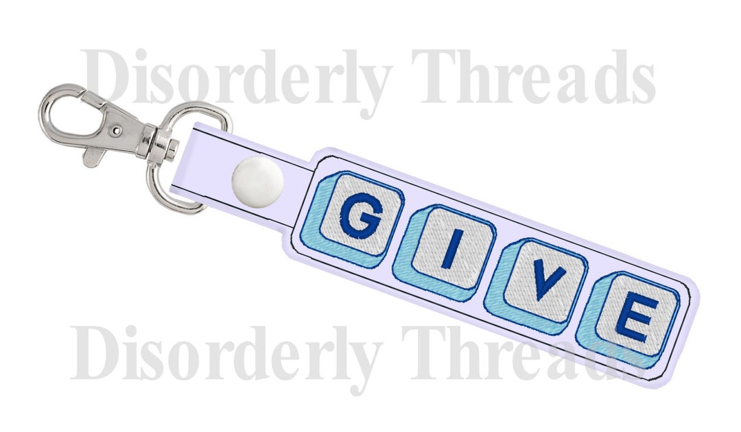 Snap Tab Keys GIVE Embroidery Design for Vinyl 5x7 Pes Dst Exp Hus Jef ...