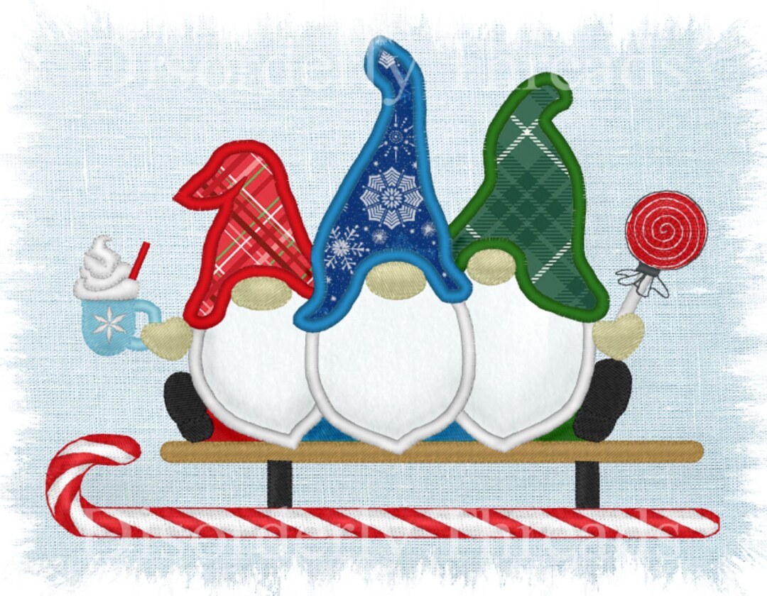 ITH Gnomes on A Sled FLAT Design for Christmas Decor and Gifts 6x10 ...