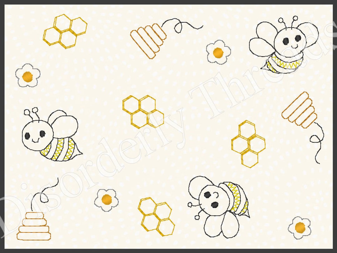 Bee Theme Panel All-over Embroidery Design 3 Sizes Included Pes Dst Exp ...