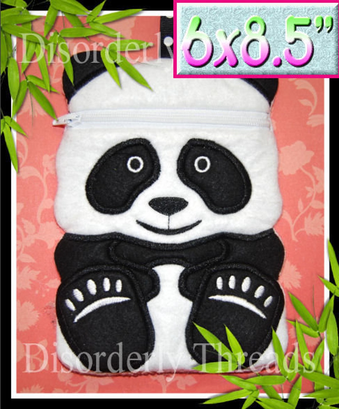 6x8.5" Panda Zippered Bag *xxx Vip Pes Jef Hus Exp Dst Formats* 6x8.5 ...
