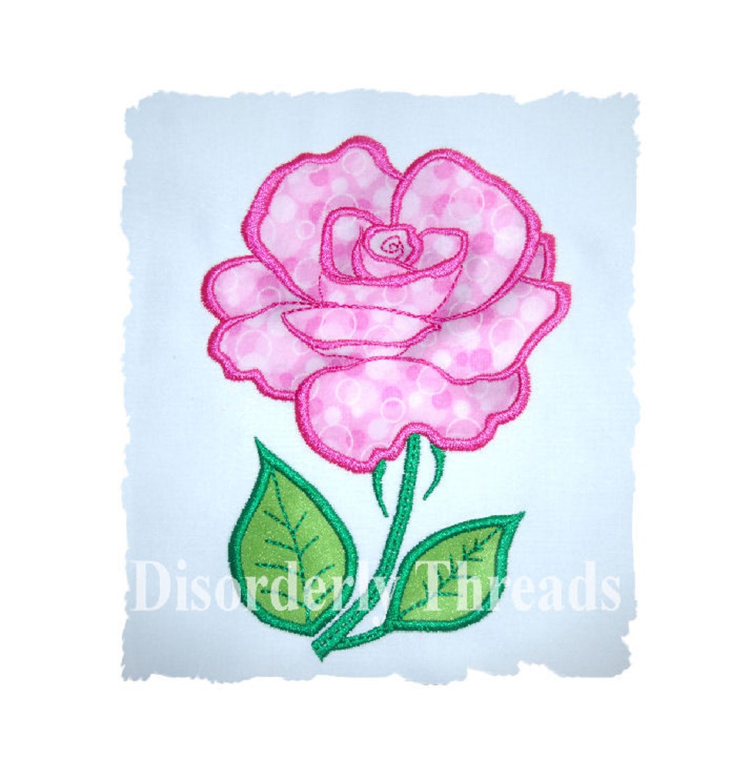 FLAT Rose FLAT Applique Embroidery Design 5.00x6.99" Pes Dst Exp Hus ...