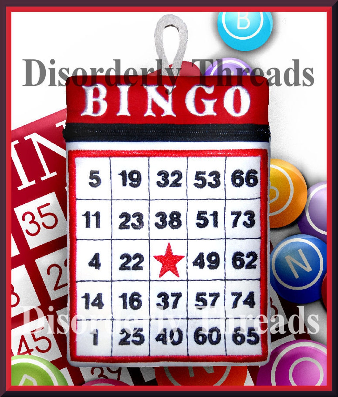 BINGO Zippered Bag! *xxx Vip Pes Jef Hus Exp Dst Formats* 5x7" ITH in ...
