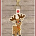 Rudolph Reindeer Christmas Snap Tab Key Chain Embroidery Design for ...