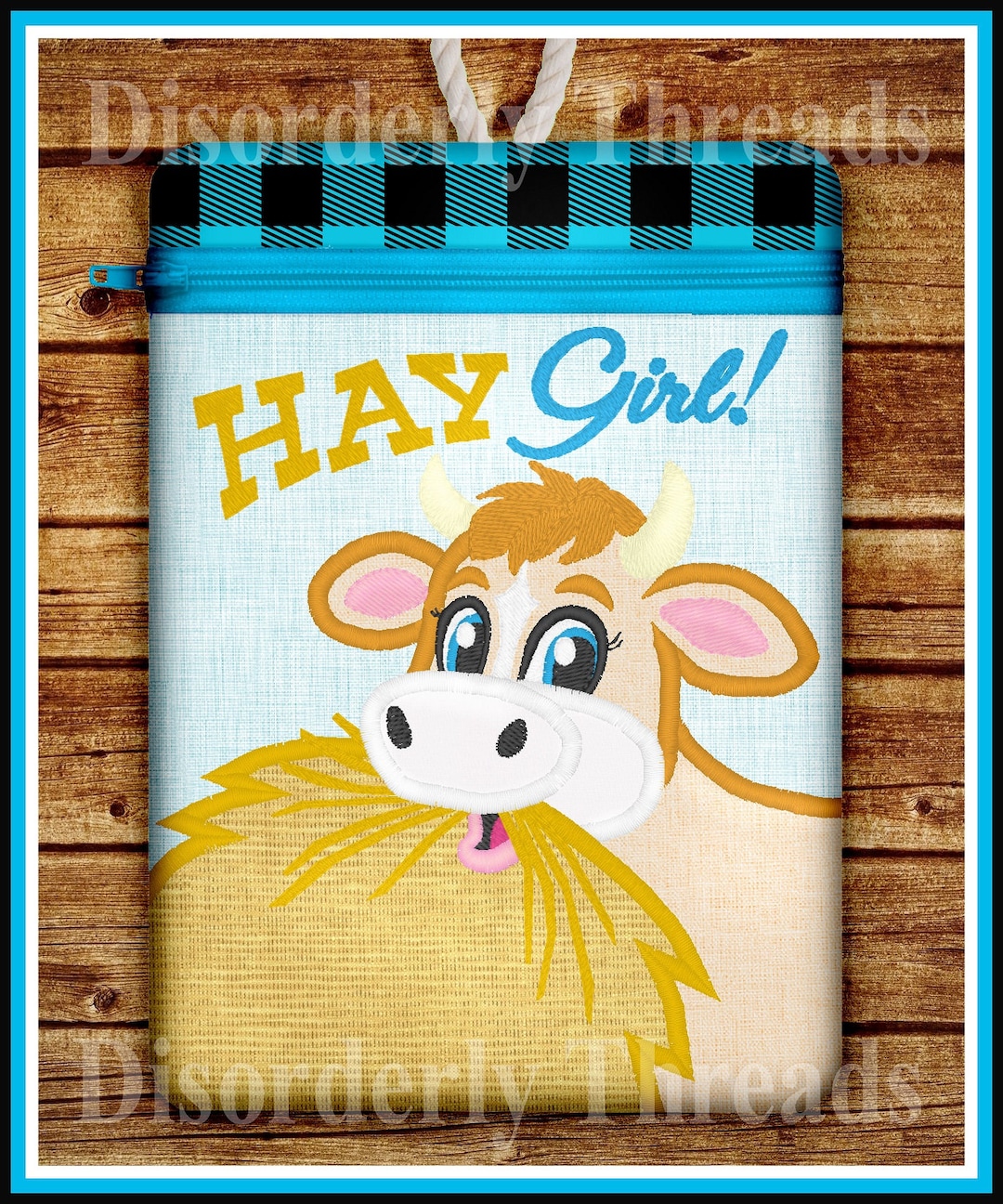 6x8.5" Hay Girl Cow Zippered Bag Design *xxx Vip Pes Jef Hus Exp Dst ...