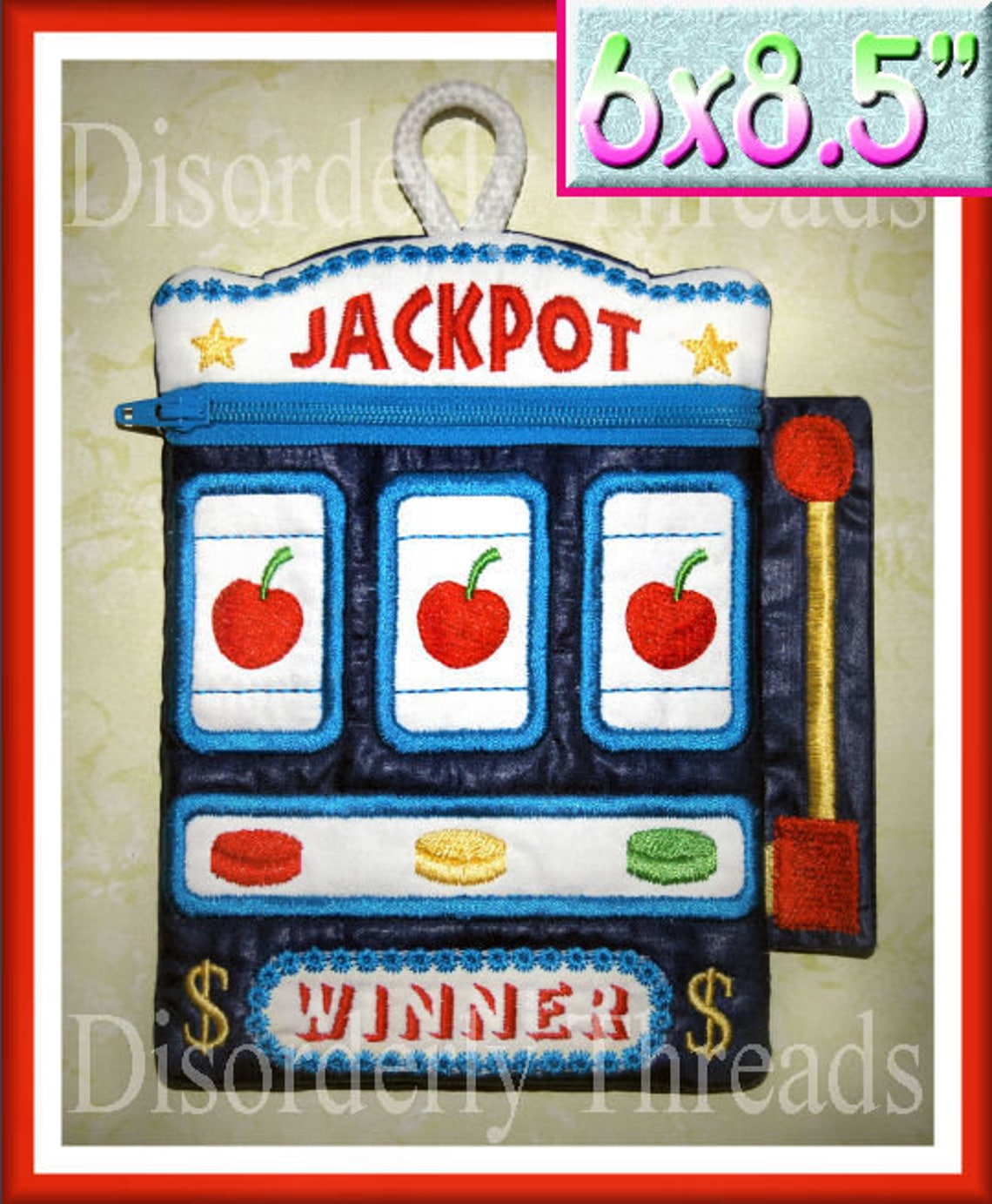 Slot Machine Zippered Bag! 6x8.5" **xxx Vip Pes Jef Hus Exp Dst Formats ...
