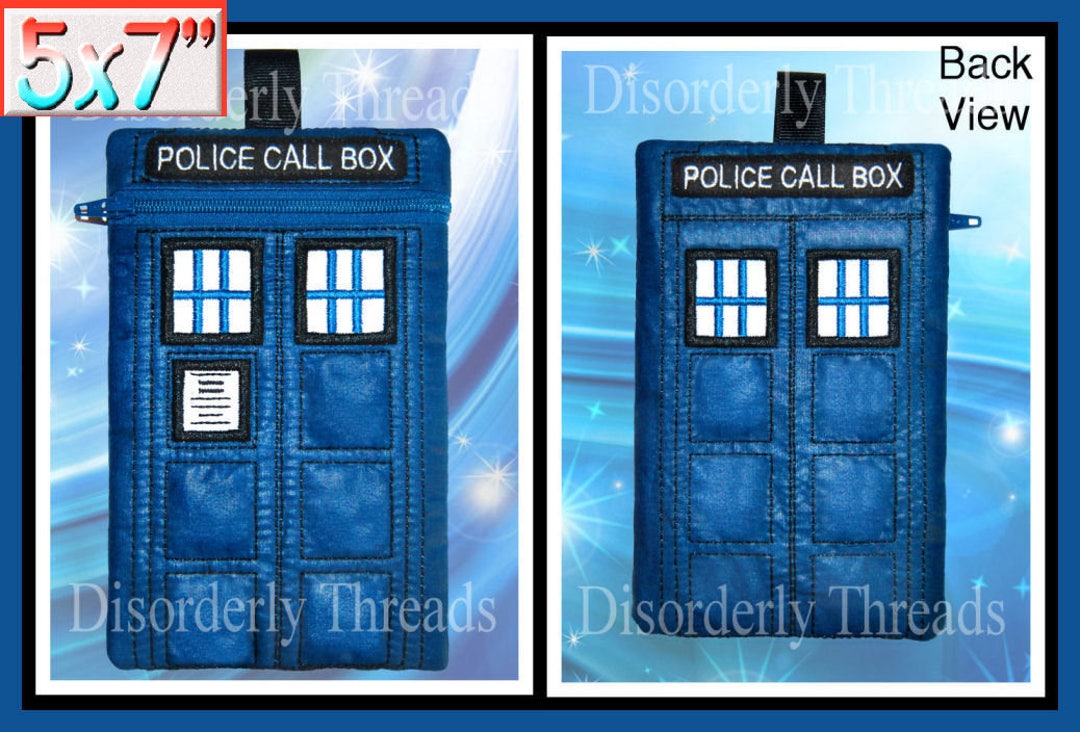 Police Call Box Zippered Bag! Front & Back! 5x7" *xxx Vip Pes Jef Hus ...