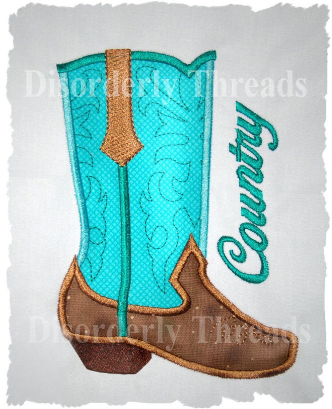 FLAT Cowboy Boot Applique Embroidery Design 4.99x6.90" Pes Dst Exp Hus ...