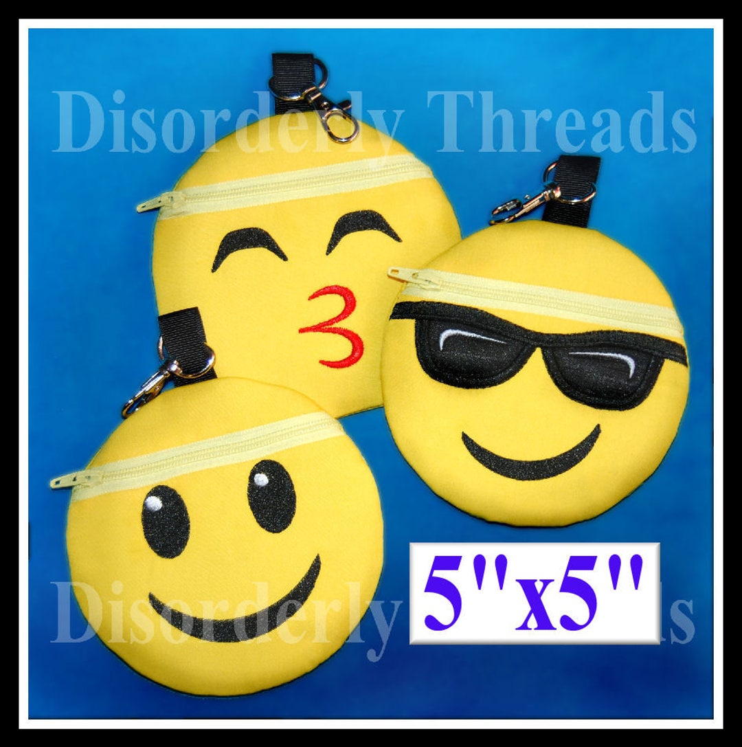 Smiley SET OF 3 Emoji Zippered Bags! 5x5 *xxx Vip Pes Jef Hus Exp Dst ...