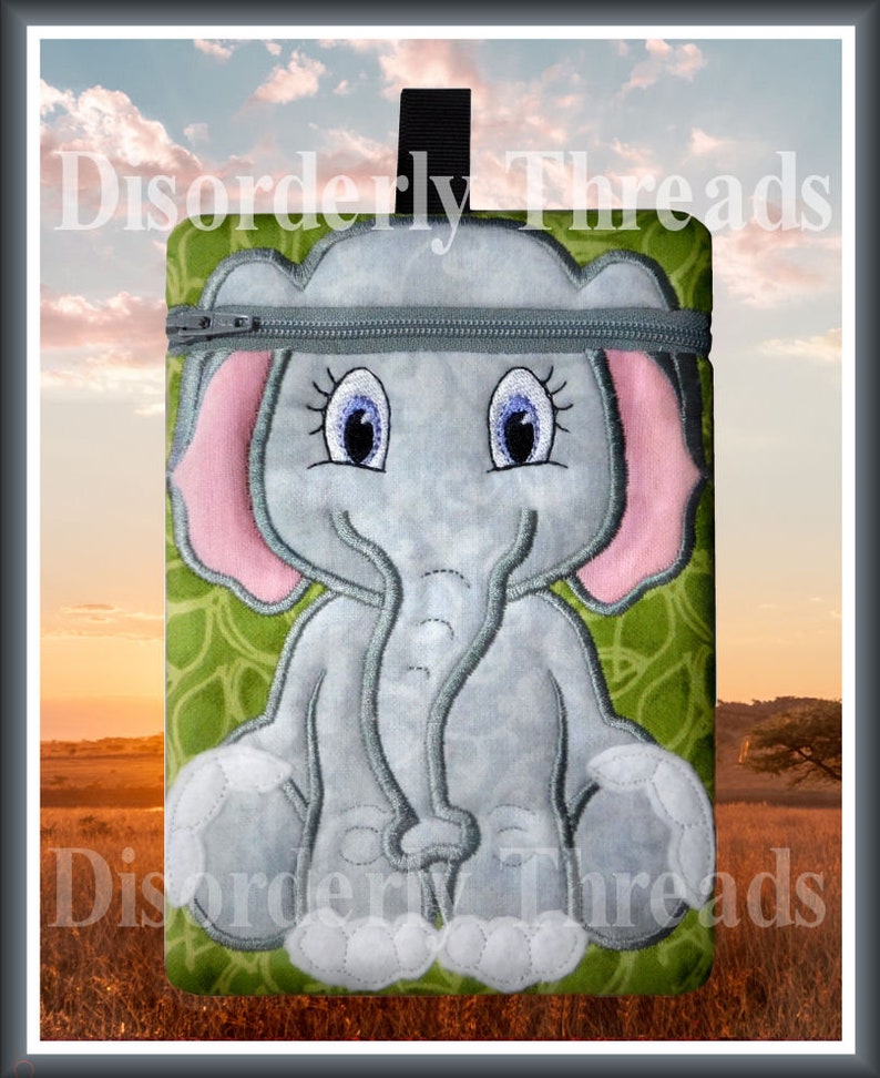 Elephant Zippered Bag Design! 5x7" **xxx Vip Pes Jef Hus Exp Dst ...