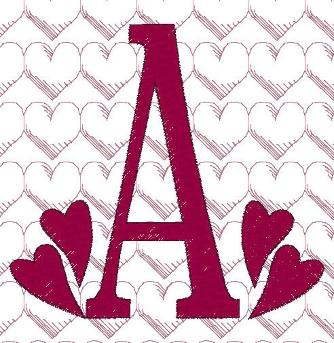 Heart Alpha Letter A Zippered Letter Bag 5x7 Xxx Vip Vp3 Pes Jef Hus ...