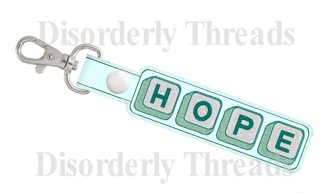 Snap Tab Keys HOPE Embroidery Design for Vinyl 5x7 Pes Dst Exp Hus Jef ...