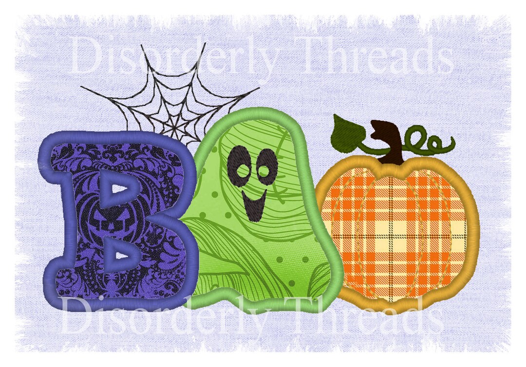 FLAT Halloween BOO Applique Embroidery Design 2 Sizes! Pes Dst Exp Hus ...