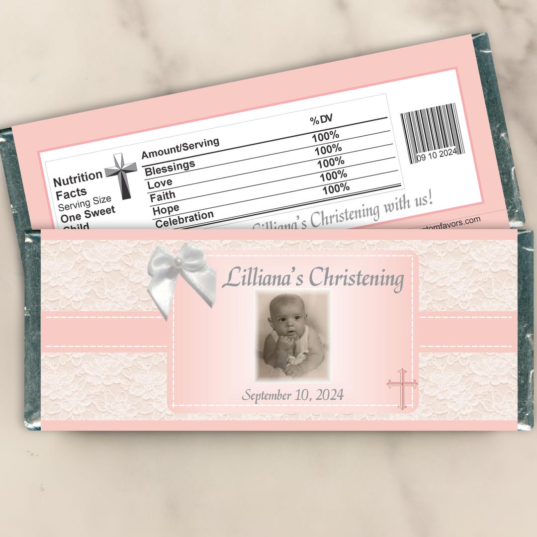 Personalized Christening Candy Bar Wrappers - Custom Religious Party ...