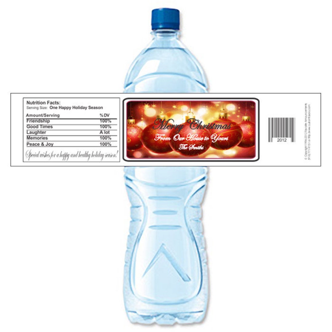Printed Christmas Water Bottle Labels, Holiday Labels, Holiday Party ...