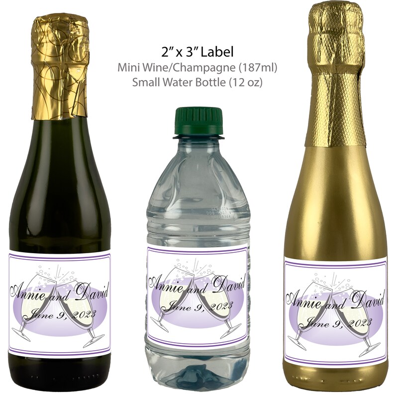 Personalized Wedding Bottle Labels for Champagne, Wine, or Mini-liquor ...