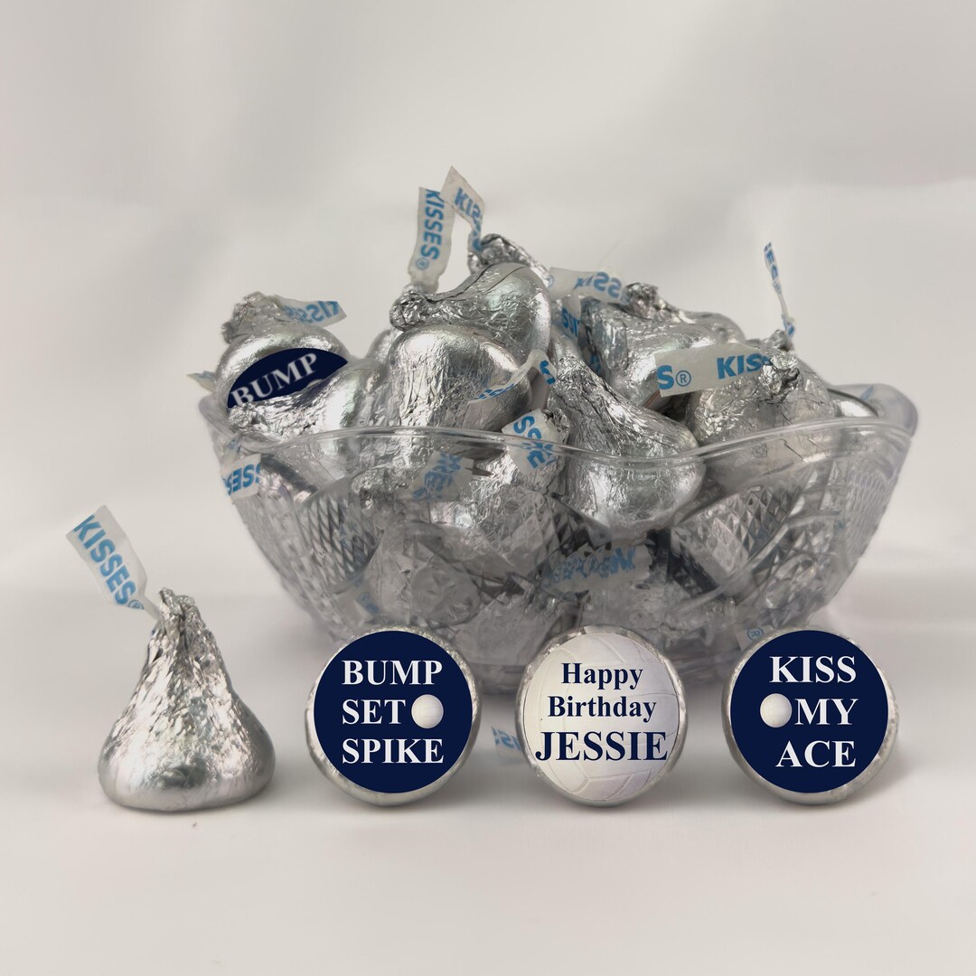 Personalized Volleyball Birthday Chocolate Candy Kiss Stickers - Custom ...