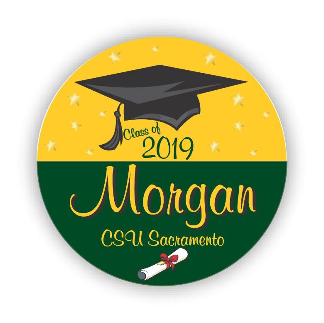 Class of 2024 Round High School Graduation Stickers Printed in Your ...
