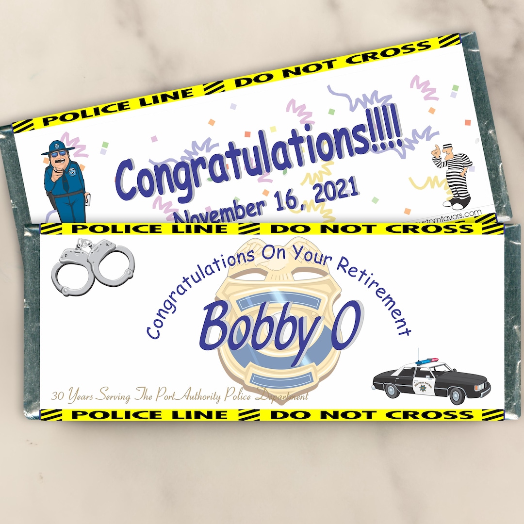 Personalized Police Retirement Candy Bar Wrappers: Custom Party Favors ...