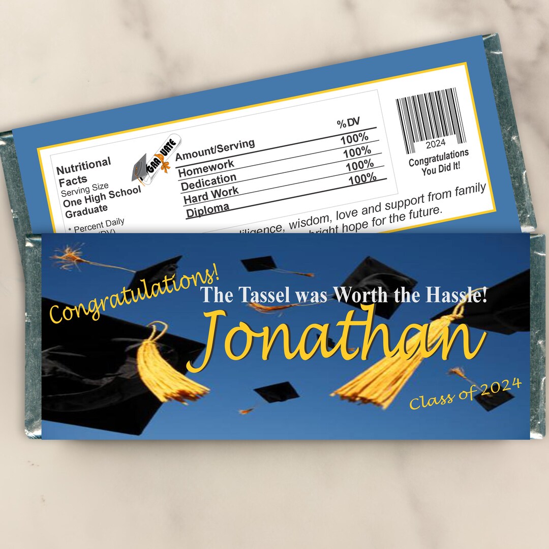 Personalized Graduation Candy Bar Wrappers - Custom High School or ...