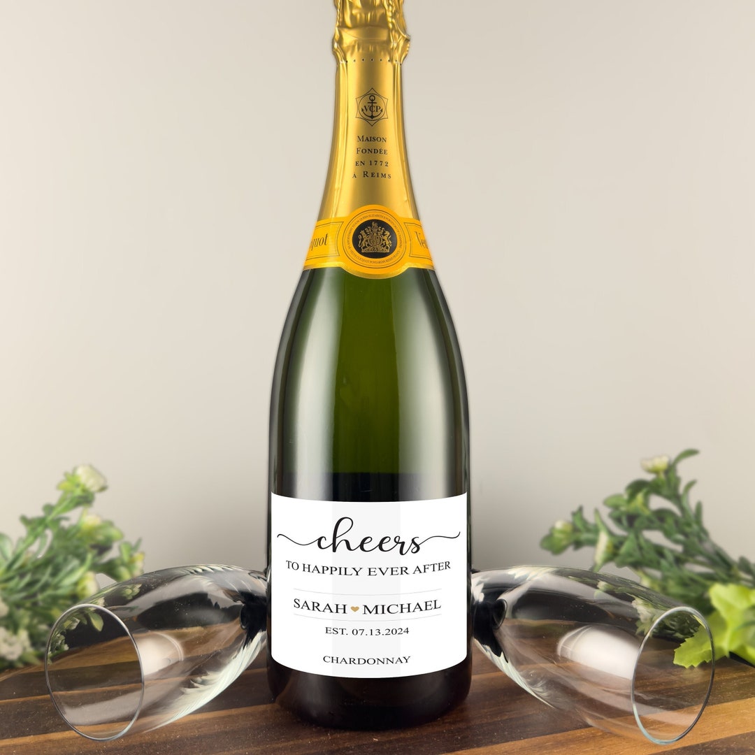 Cheers to Happily Ever After Custom Bottle Labels for Champagne, Wine ...