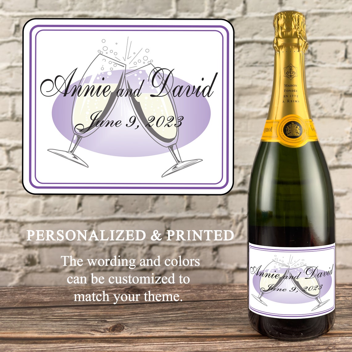 Personalized Wedding Bottle Labels for Champagne, Wine, or Mini-liquor ...