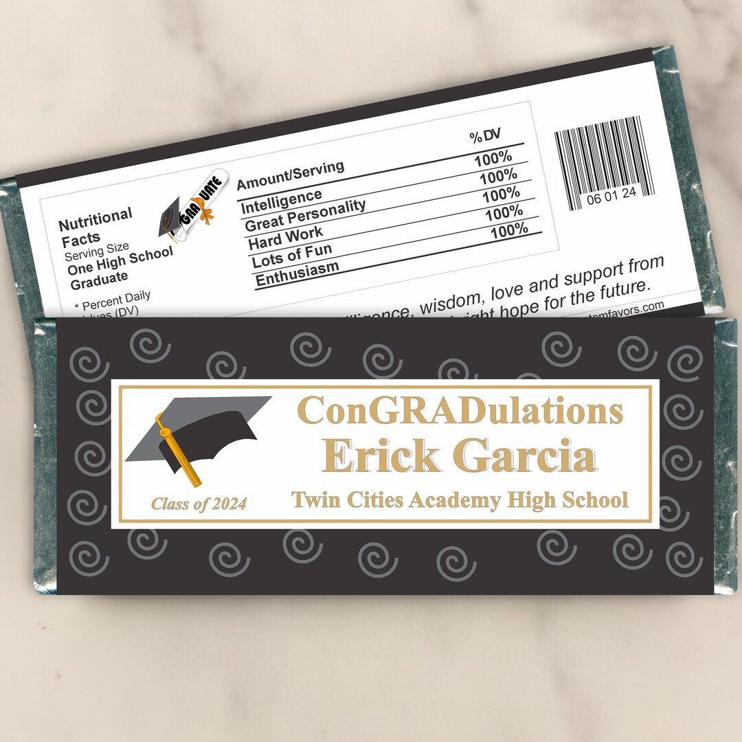 Personalized Graduation Candy Bar Wrappers - Custom High School or ...