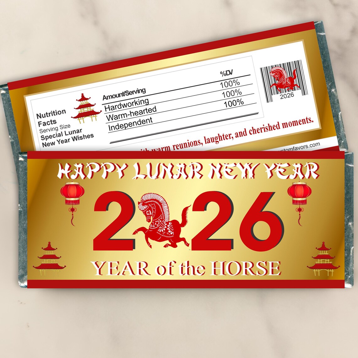 Lunar New Year Chocolate Candy Bar Wrappers - Year of the Horse Party ...