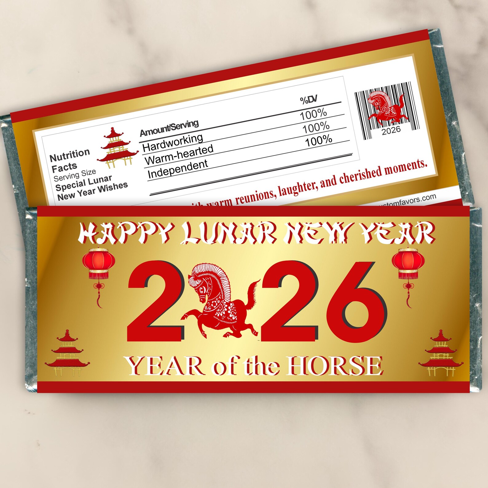 Lunar New Year Chocolate Candy Bar Wrappers - Year of the Horse Party ...
