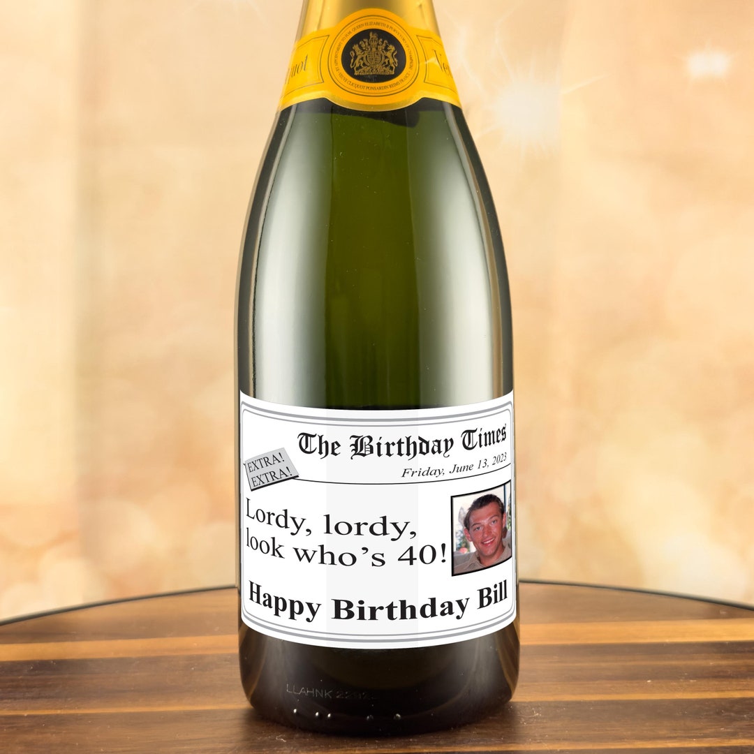 Personalized Photo Happy Birthday Labels for Beer, Wine, and Champagne ...