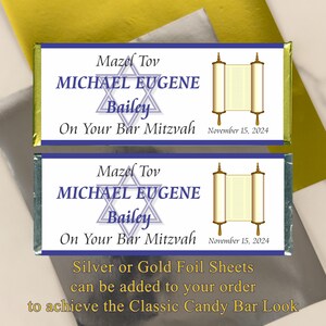 Bar Mitzvah or Bat Mitzvah Candy Bar Wrapper Party Favors, Custom for a ...