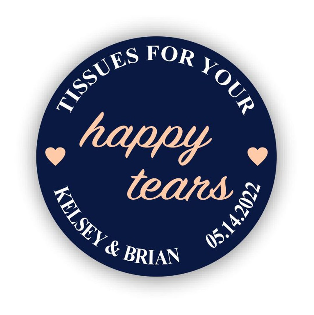 Printed Stickers for Your Happy Tears Tissues for the Wedding Ceremony ...