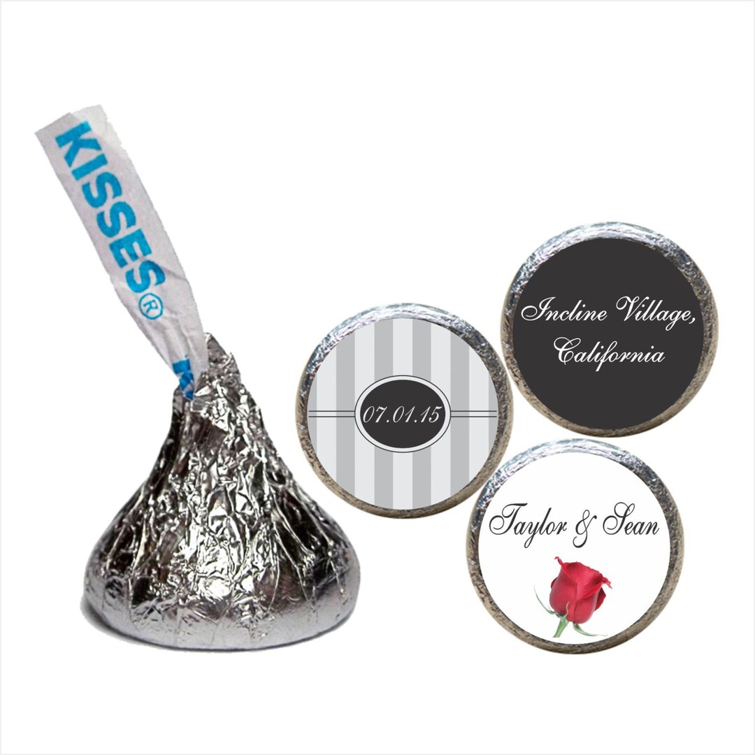 Black and White Wedding Chocolate Kiss Stickers, Anniversary Party ...
