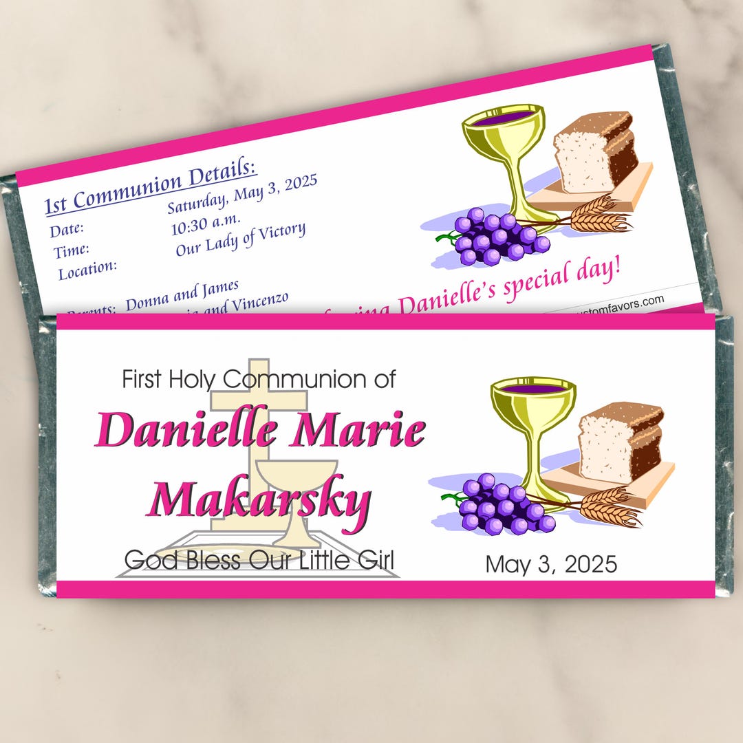 First Holy Communion Candy Bar Wrapper Party Favors - 1st Holy ...