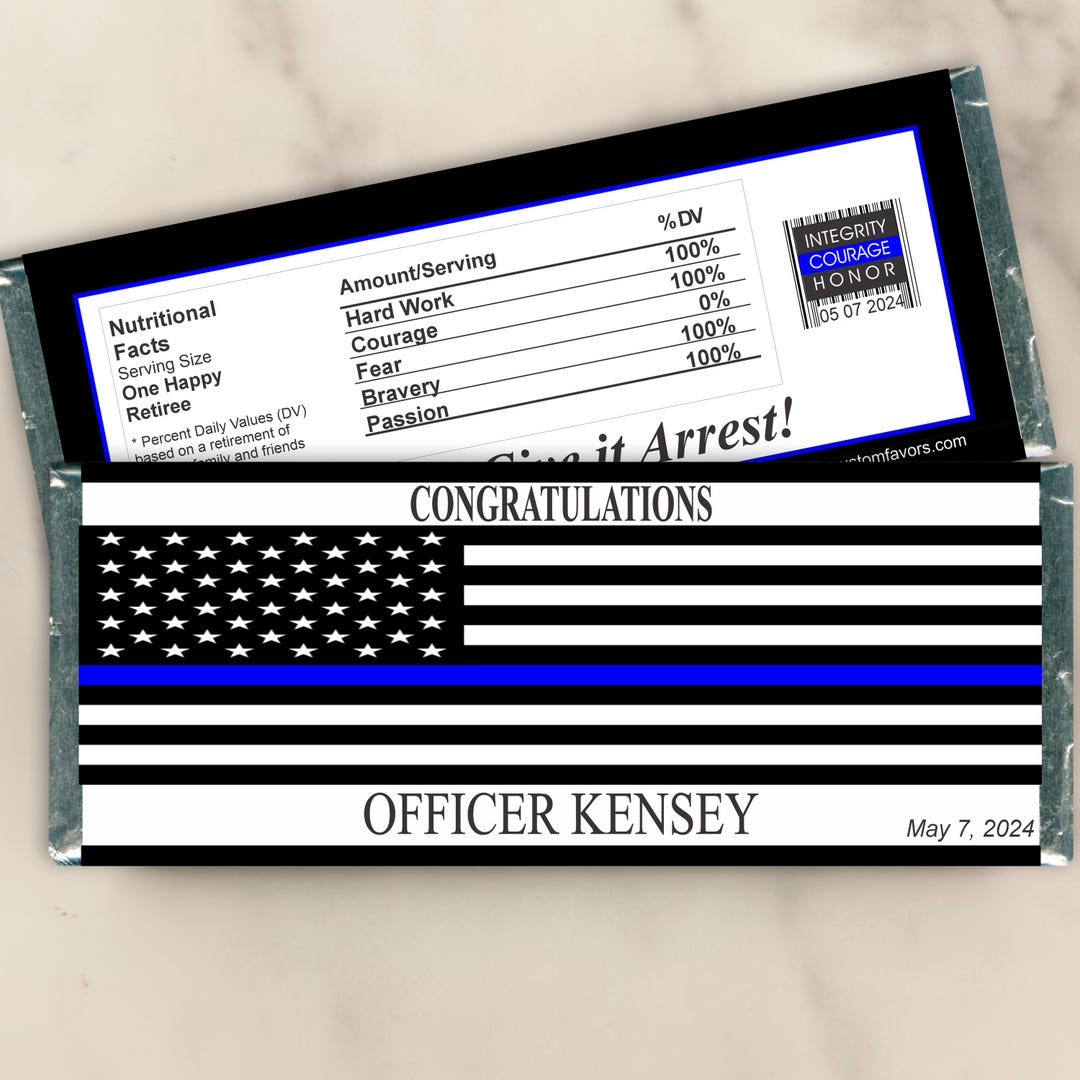 Personalized Police Retirement Chocolate Candy Bar Wrapper - Custom ...