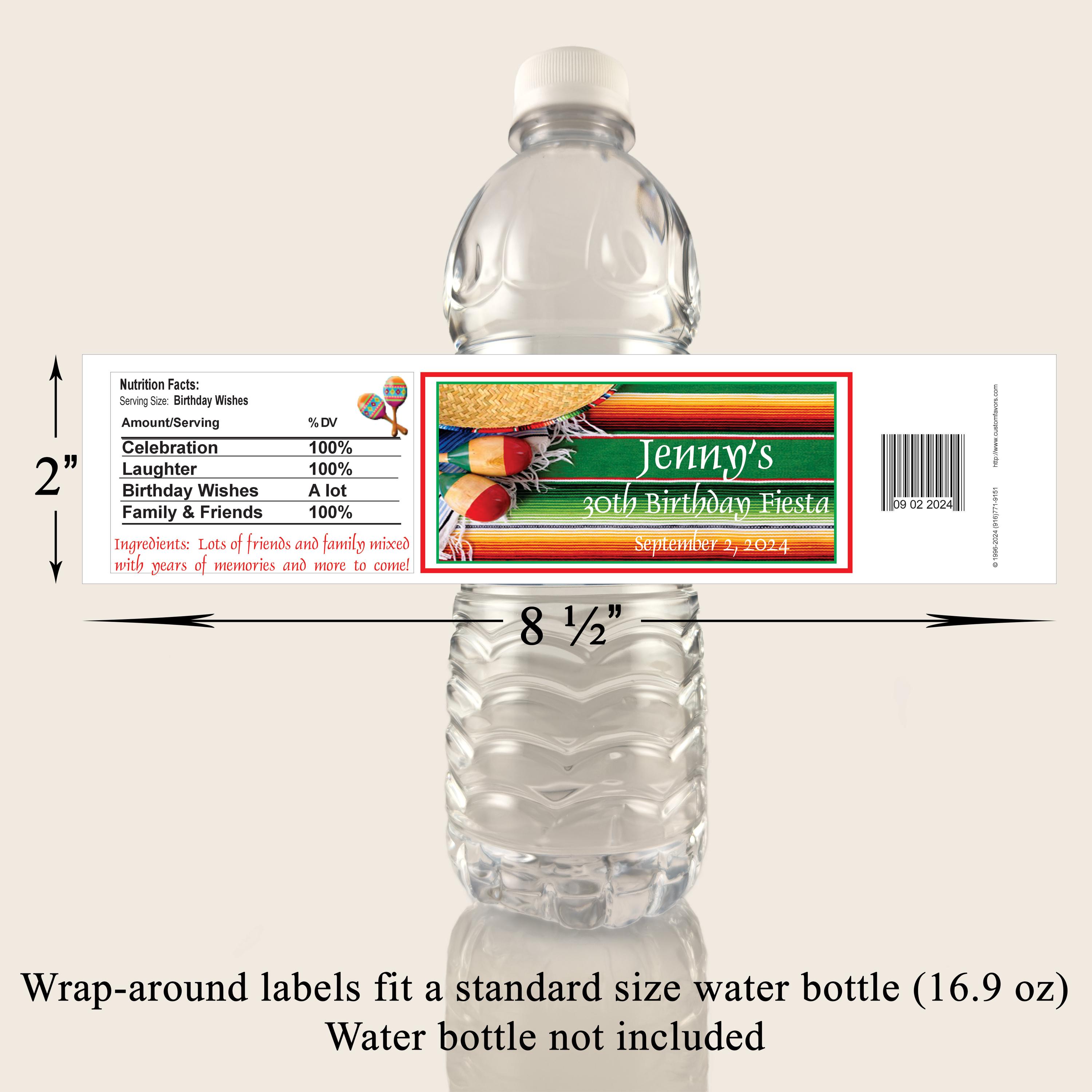 Personalized Mexican Fiesta Themed Water Bottle Label for Birthday ...