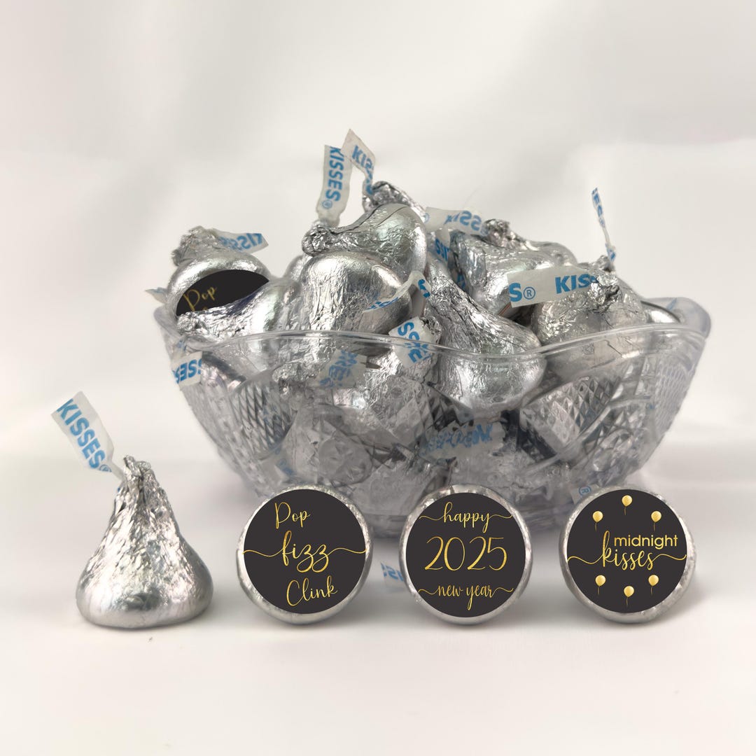 New Years Eve Candy Kiss Stickers for Party Favors and Table ...
