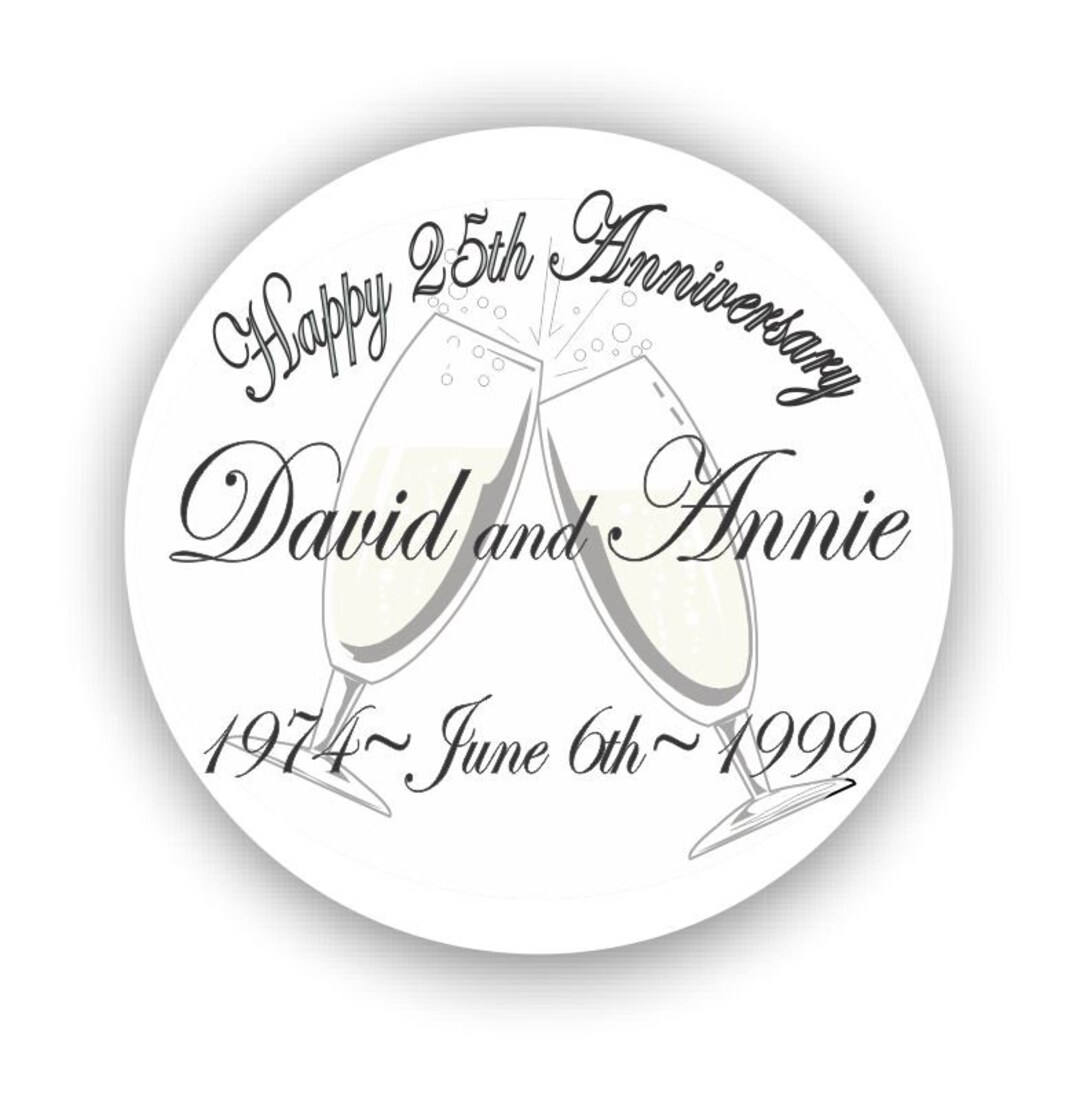 25th Anniversary Stickers Personalized Anniversary Labels Silver ...