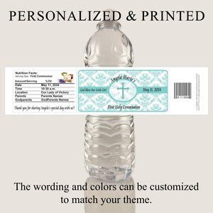 Personalized Holy Communion Water Bottle Labels: Waterproof Religious ...
