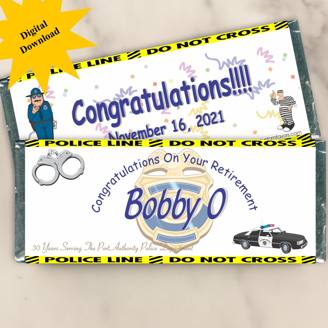 Print at Home - Personalized Police Retirement or Graduation Chocolate ...