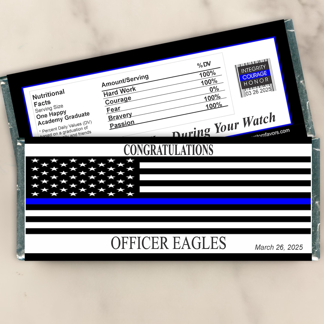 Personalized Police Graduation Chocolate Candy Bar Wrapper - Custom ...