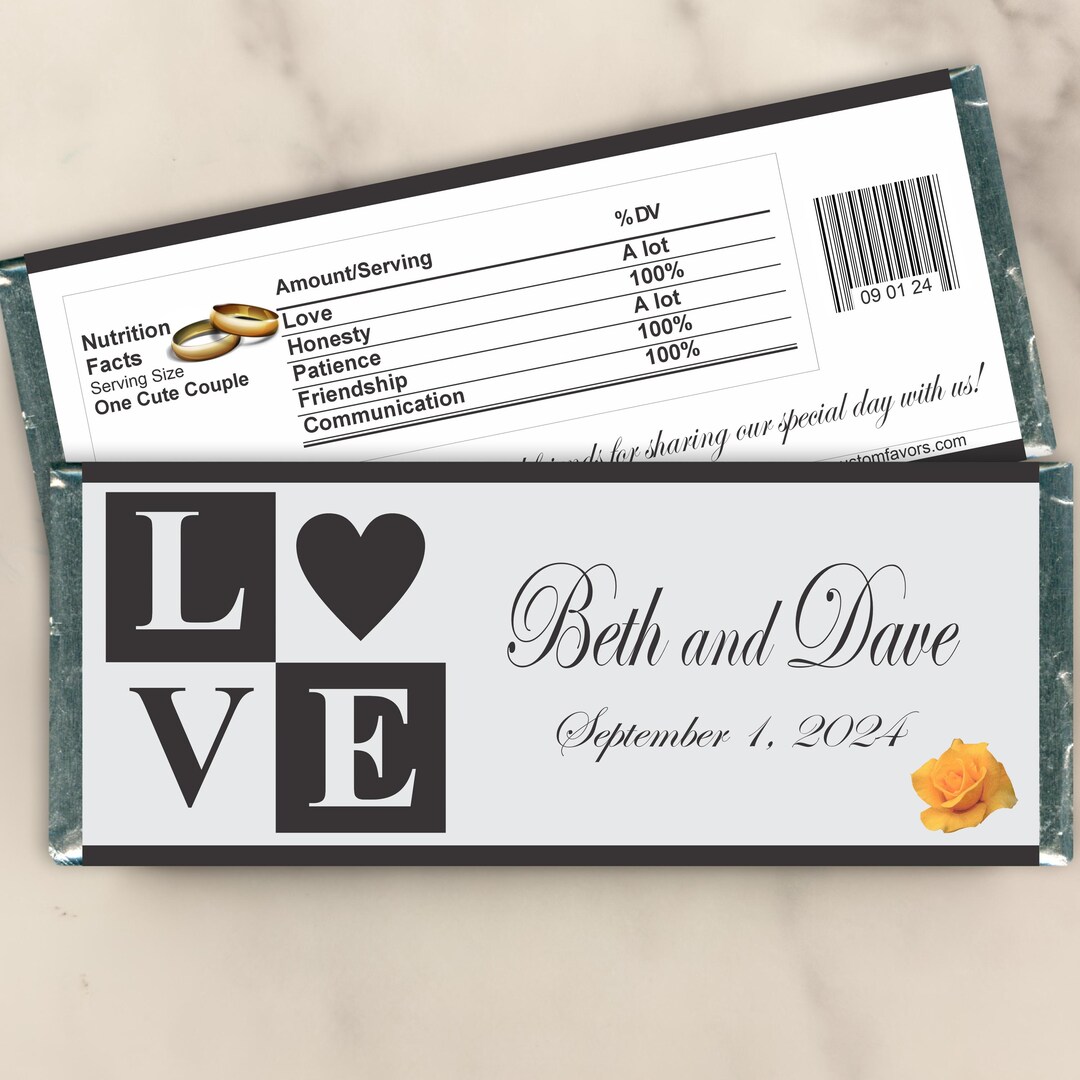 Personalized LOVE Blocks Wedding Candy Bar Wrappers - Custom Bridal ...