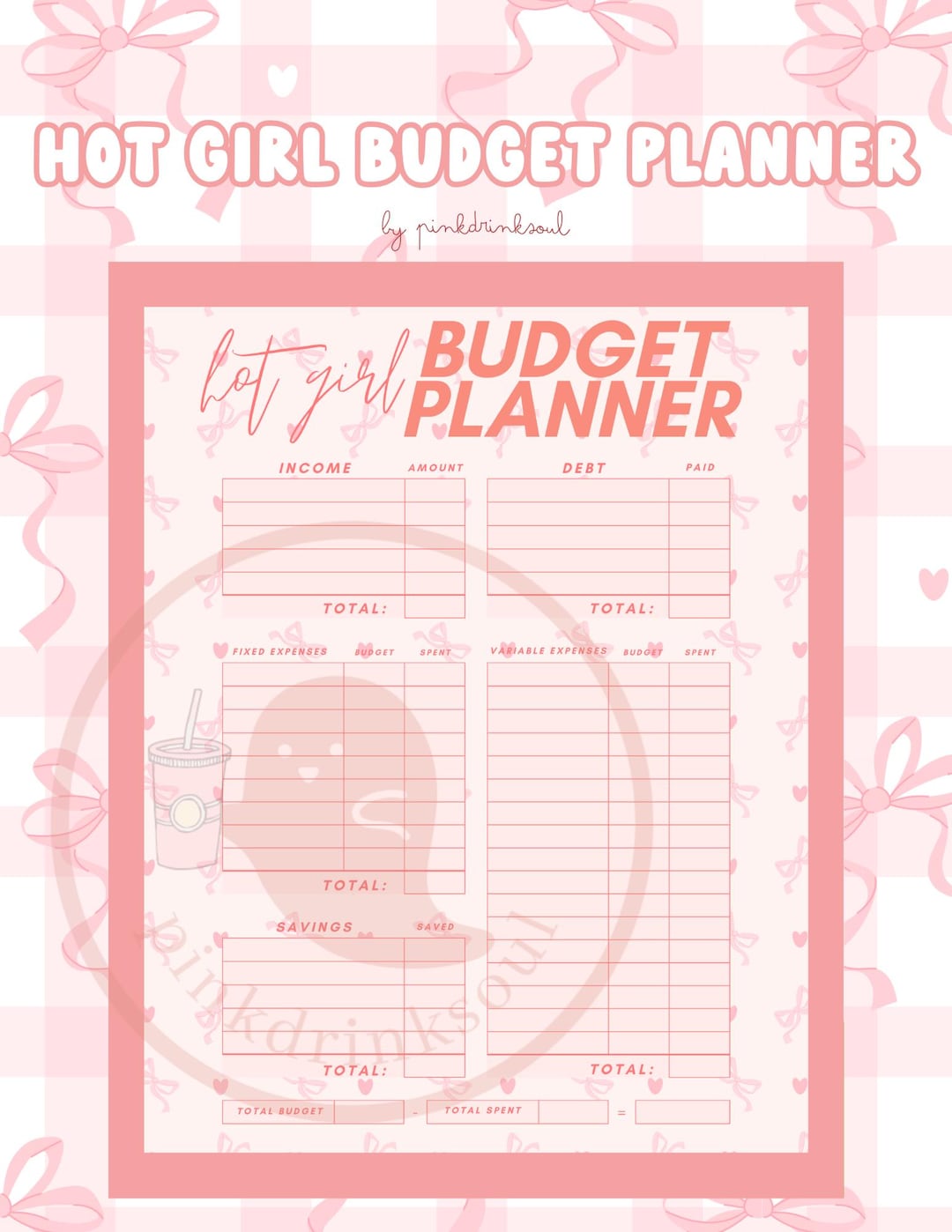 Hot Girl Budget Tracker | Digital Download | Aesthetic Money Planner ...