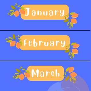 Printable Calendar Months Wall Decor Modern Colorful Elementary ...